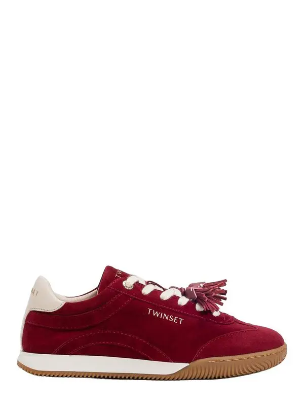 TWINSET Suede Low-top Sneakers With Tassels And Logo - Red