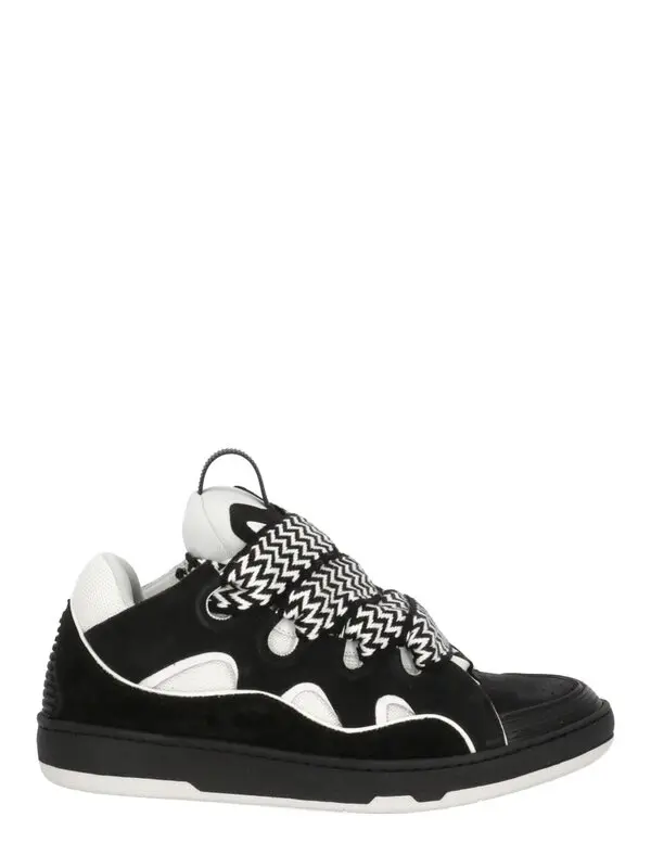 LANVIN Curb Low-top Leather And Mesh Trainers - Black
