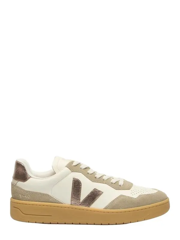 VEJA V-90 Sustainable Leather Sneakers - Cream