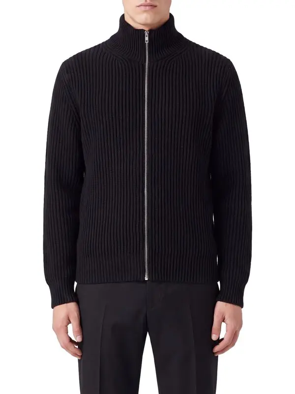 MAISON MARGIELA Ribbed Zip-up Sweater - Black