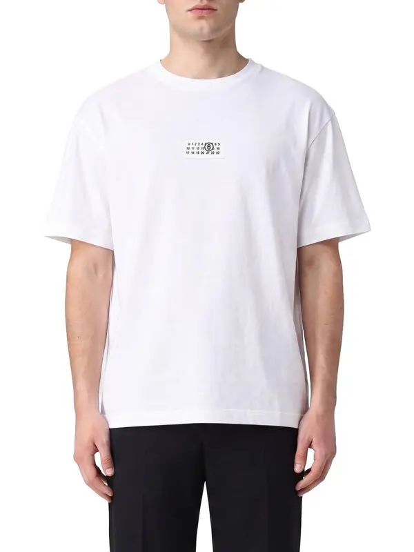 MAISON MARGIELA Cotton T-shirt With Contrast Logo And Dropped Shoulders - White