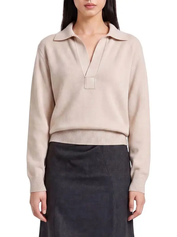 Victoria Beckham Collared Pullover Sweater - Beige
