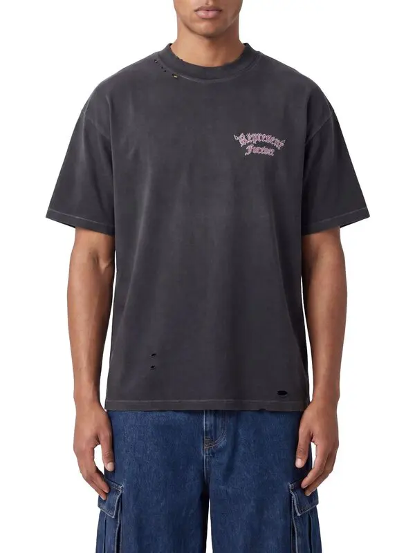 REPRESENT Cotton T-shirt With Graphic Print And Contrast Logo - Black