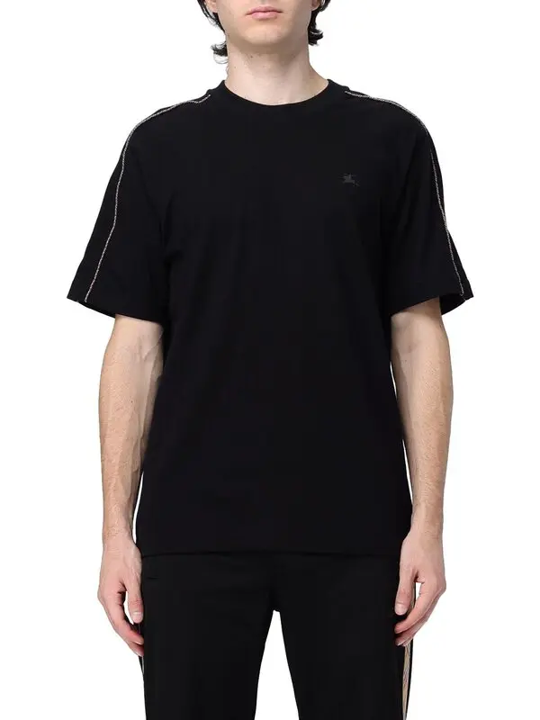 Burberry Ekd Logo Cotton T-shirt With Contrast Trims - Black