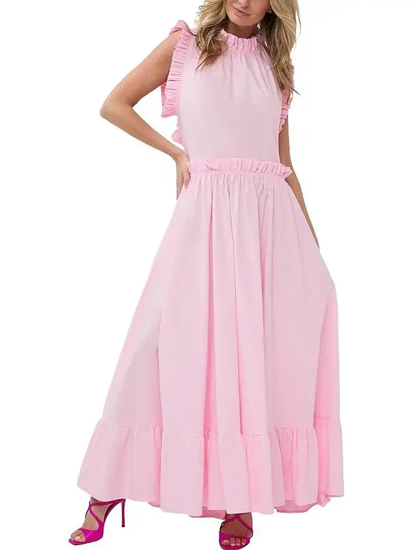 MARIELLE STOKKELAAR Martinique Open-back Maxi Dress With Ruffled Details - Pink