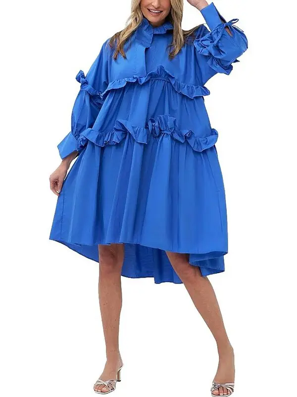 MARIELLE STOKKELAAR Ruffled High-low Maxi Dress - Blue