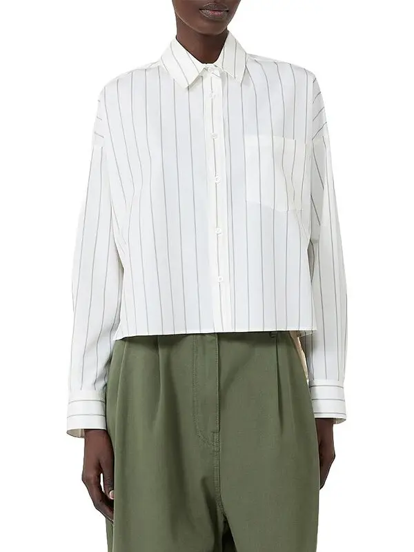 Max Mara Striped Shirt With Floral Back Panel - Brown