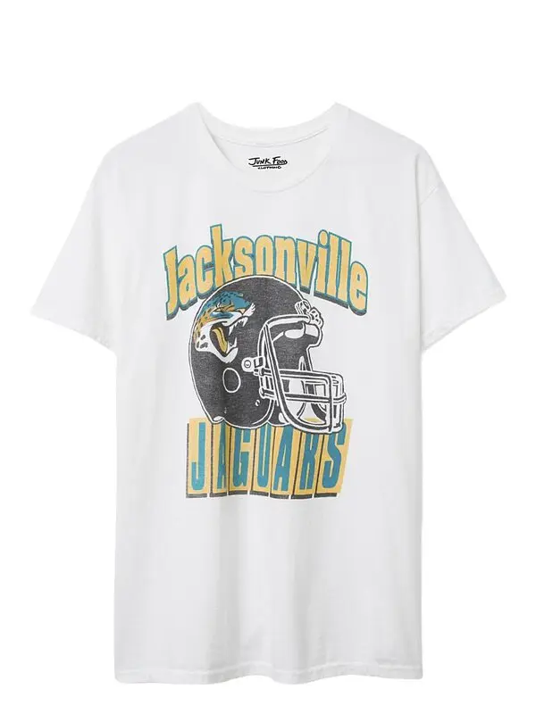 Junk Food Clothing Jacksonville Jaguars Throwback Helmet Graphic T-shirt - White