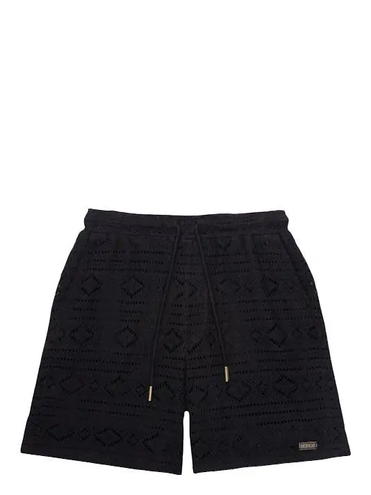 HONOR THE GIFT Pointelle Crochet Drawcord 7 Inch Shorts - Black