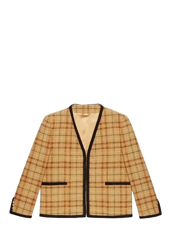 Gucci Check Cotton Linen Formal Jacket 'beige Orange - Beige/orange