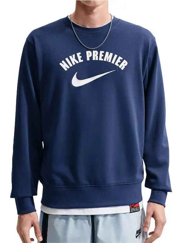 Nike Premier Dri-fit Fleece Crew 'midnight Navy White - Midnight Navy/white