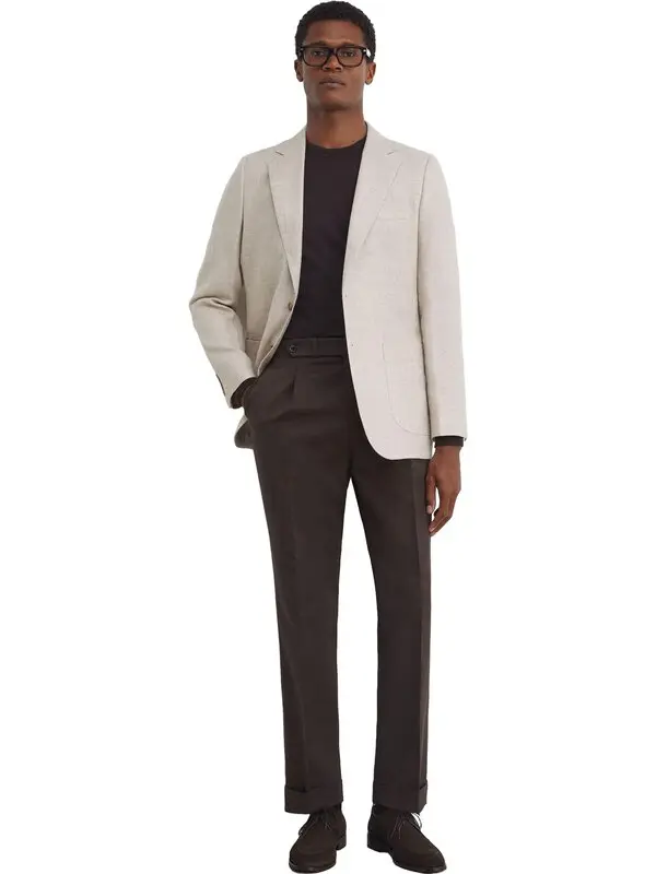 ATELIER Cotton-blend Classic-fit Trousers - Brown