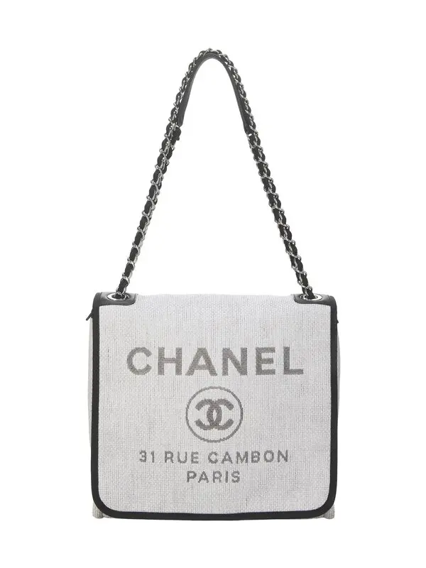 Chanel Woven Raffia Messenger Bag - Grey