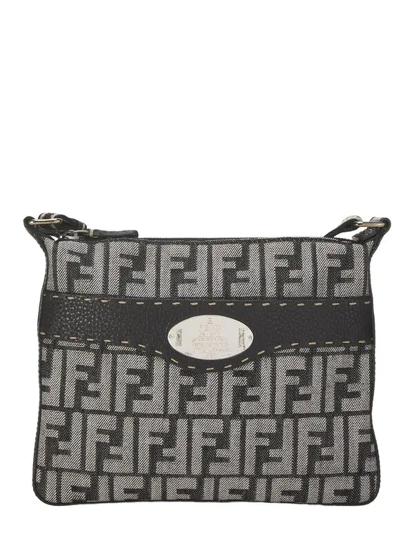 Fendi Zucca Selleria Messenger Bag - Black