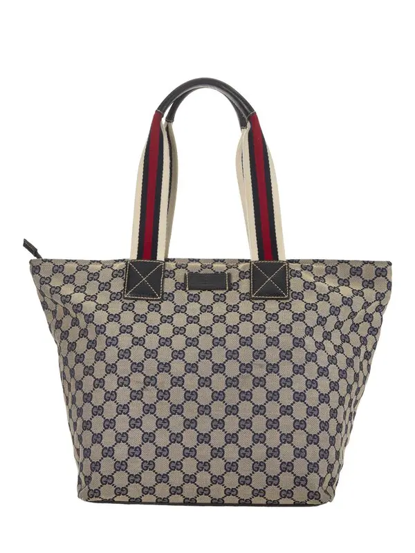 Gucci Gg Canvas Web Zip Tote - Navy