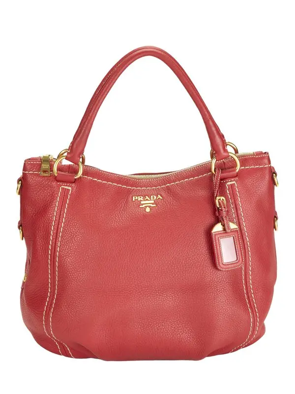 Prada Vitello Daino Sacca 2 Manici Bag - Red
