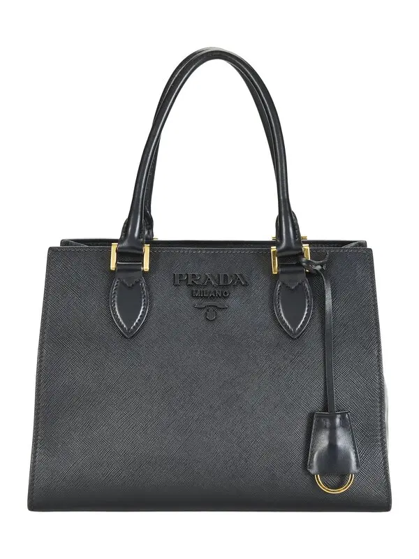 Prada Saffiano Monochrome Tote - Black