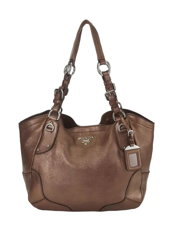Prada Calfskin Shopping Tote - Brown