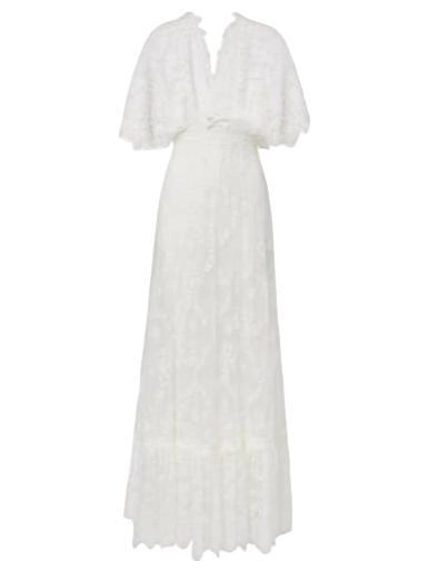 Elie Saab Embroidered Cotton-blend Lace Gown - White