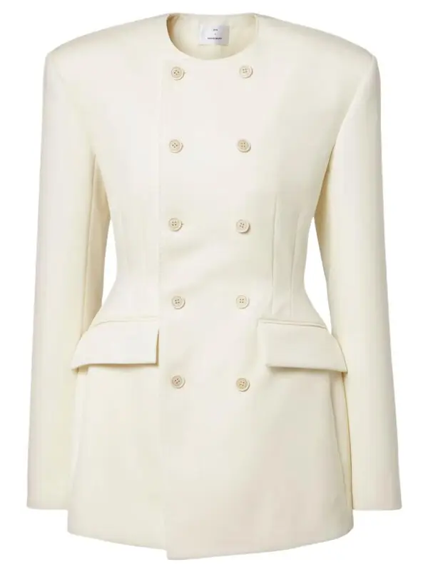 Wardrobe.NYC Double-breasted Collarless Dress - White