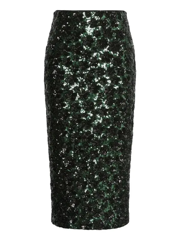 Max Mara Sequined Midi Skirt With Back Slit - Black