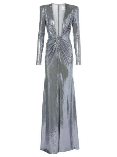 Alex Perry Sequined Gathered Gown - Gray