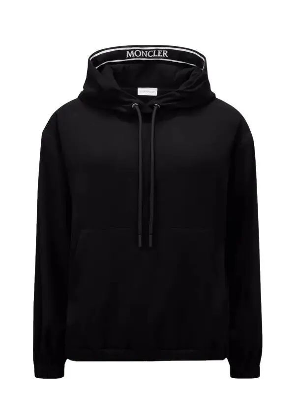 Moncler Logo Detailed Drawstring Hoodie - Black