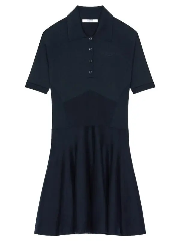 Givenchy Mini Polo Dress In Cotton And Silk - Navy Blue