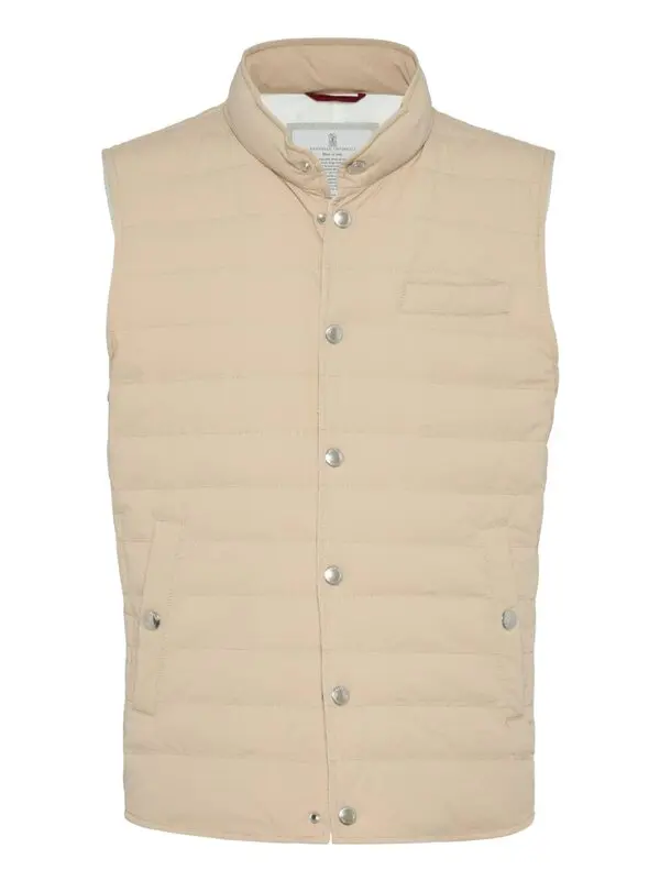 Brunello Cucinelli High-neck Padded Gilet - Brown