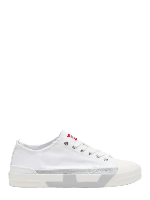 DIESEL® Lace-up Distressed Sneakers - White/grey