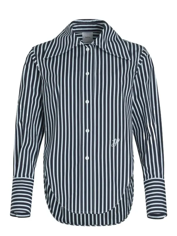 PATOU Striped Fitted Button-up Blouse - Black