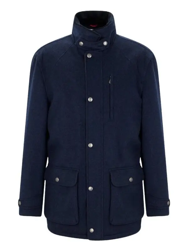 Brunello Cucinelli High-necked Long-sleeved Cotton Coat - Black