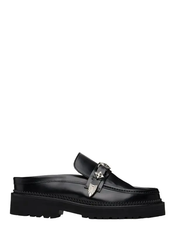 TOGA VIRILIS Round Toe Loafers With Graphic Hardware - Black