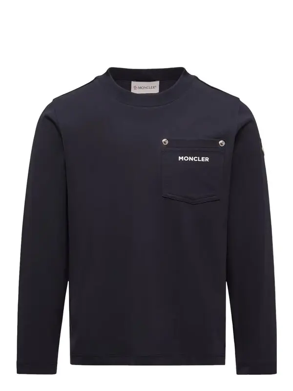 Moncler Long Sleeve Logo Pocket T-shirt - Navy Blue
