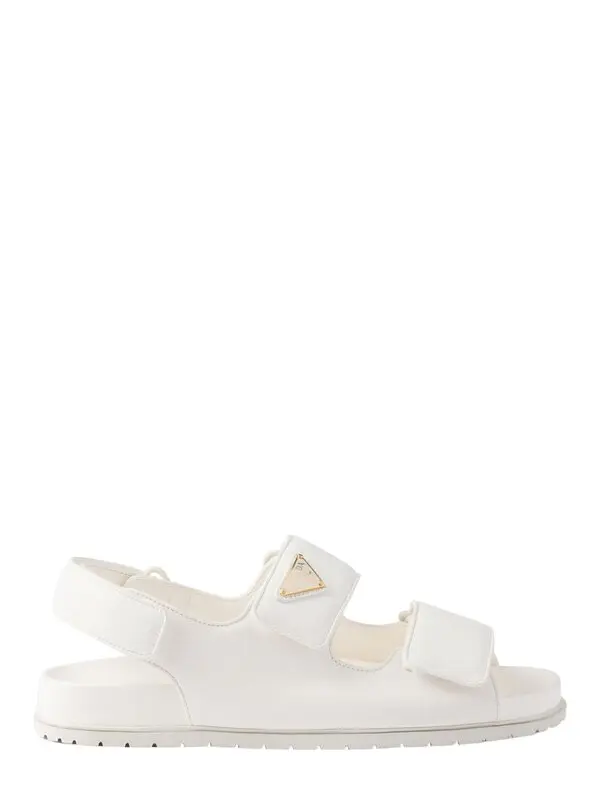 Prada Nappa Leather Sandals With Enamel Triangle Logo - Ivory