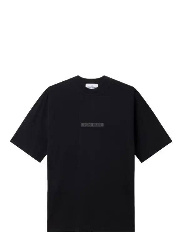 Stone Island Regular-fit T-shirt With Rubberised Appliqu - Black