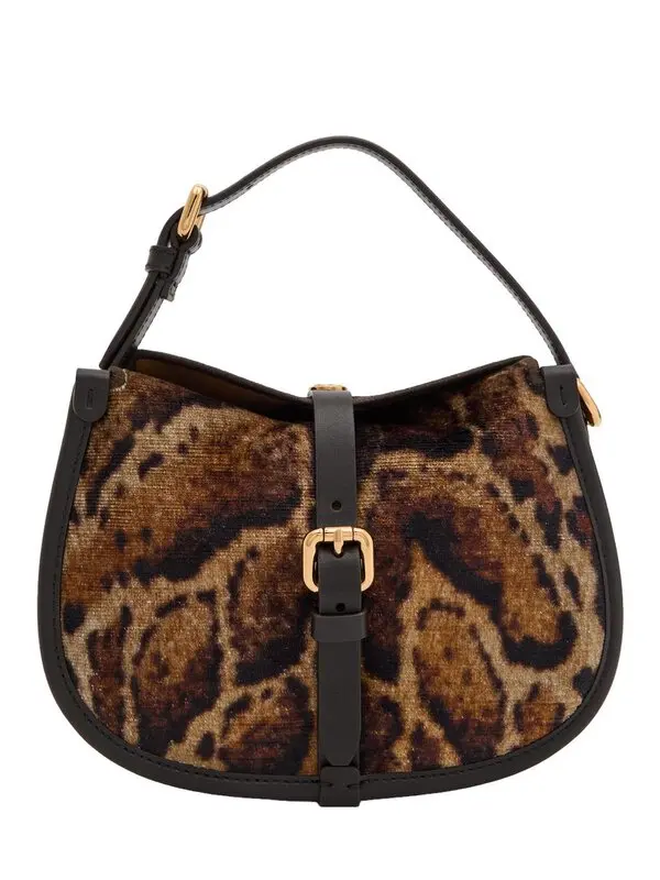 Etro Leopard Velvet And Leather Cross-body Bag - Multicoloured