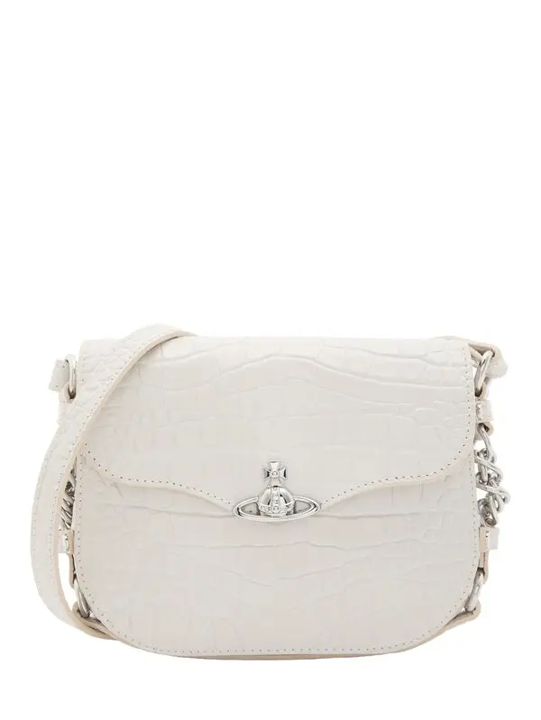 VIVIENNE WESTWOOD Hunter Crocodile-effect Leather Cross-body Bag - White