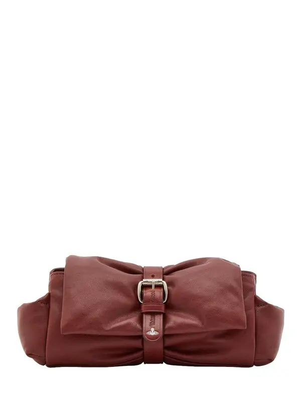 VIVIENNE WESTWOOD Padded Leather Clutch With Logo Detail - Brown