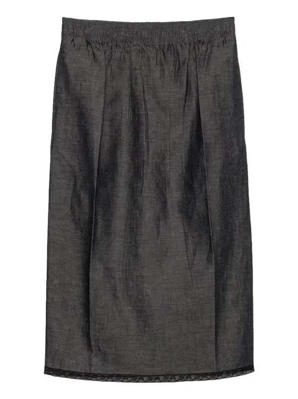 Prada Chambray Midi Skirt With Elasticated Waistband - Blue