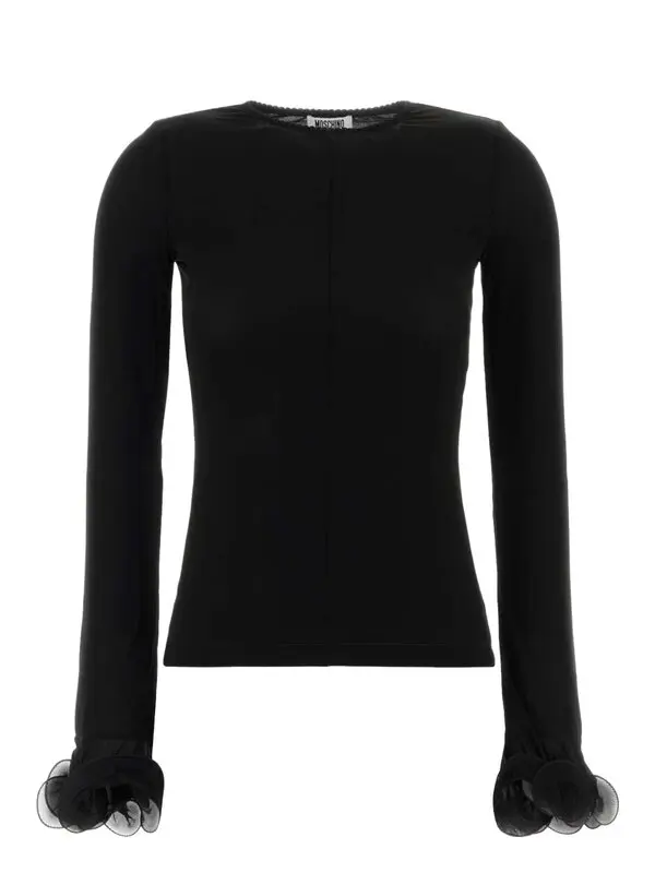 Moschino Long-sleeve Knit Top With Decorative Cuffs - Black