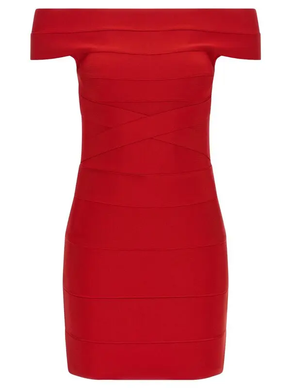 ROTATE BY BIRGER CHRISTENSEN Off-the-shoulder Criss-cross Dress - Red