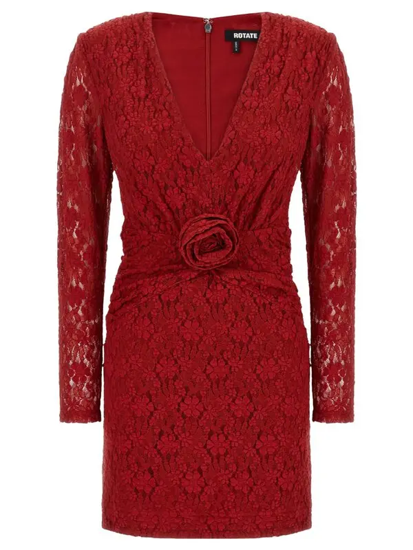 ROTATE BY BIRGER CHRISTENSEN Lace V-neck Mini Dress - Red