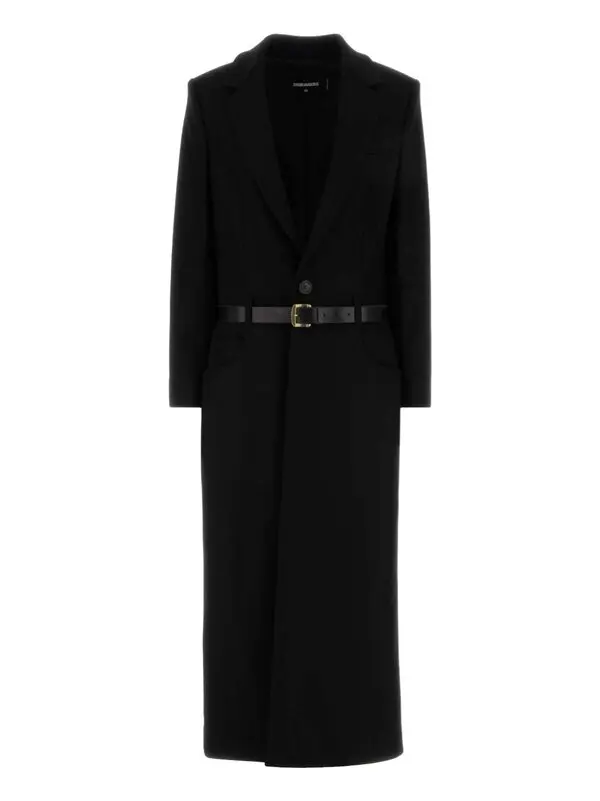 Dsquared2 Long-sleeved Belted Coat - Black