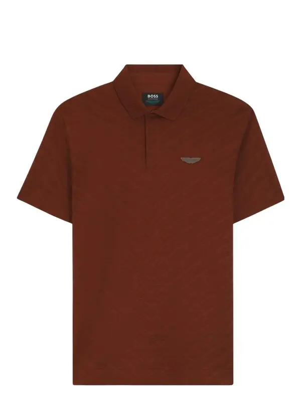 Hugo Boss Logo-plaque Polo Shirt - Dark Brown