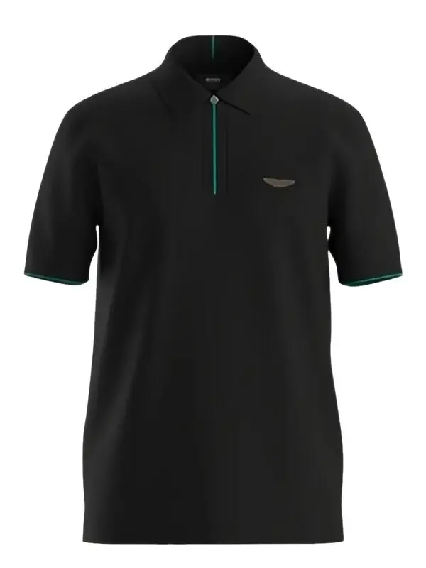 Hugo Boss Logo-patch Tipped Polo Shirt - Black