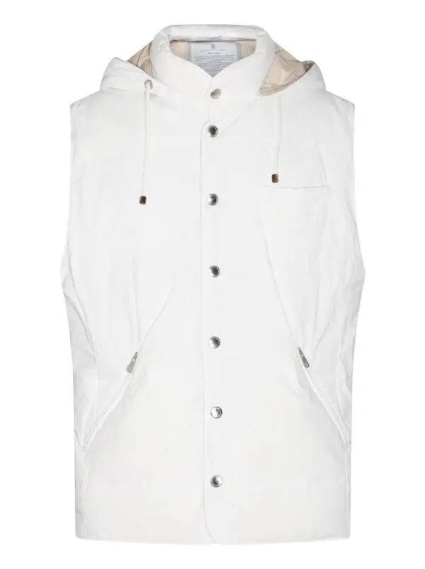 Brunello Cucinelli Hooded Down Gilet - White