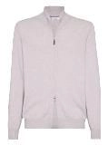 Brunello Cucinelli Cashmere Zip-up Cardigan With High Collar - Lavender