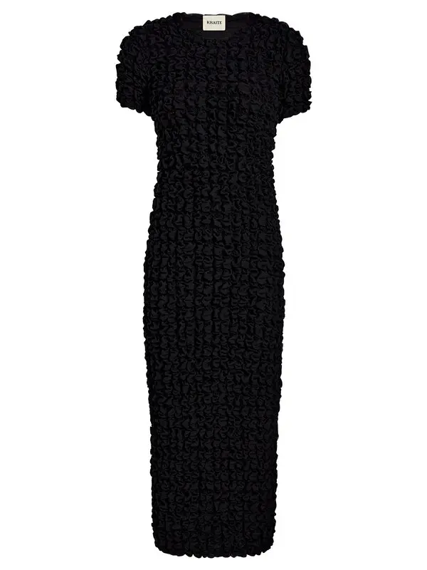 Khaite Perry Silk Chiffon Ruched Dress - Black