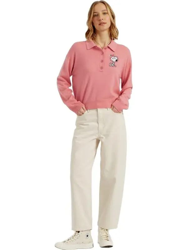 Chinti & Parker Wool-cashmere Snoopy Polo Sweater - Salmon
